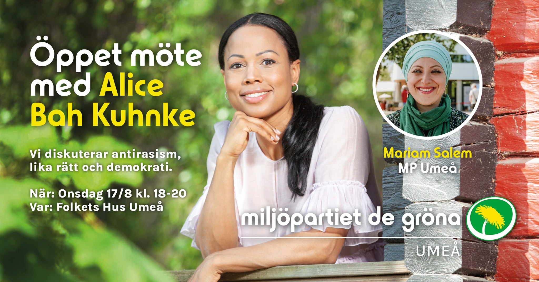 Öppet möte med Alice Bah Kuhnke | Miljöpartiet